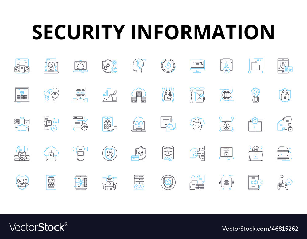 Security Information Linear Icons Set Encryption Vector Image