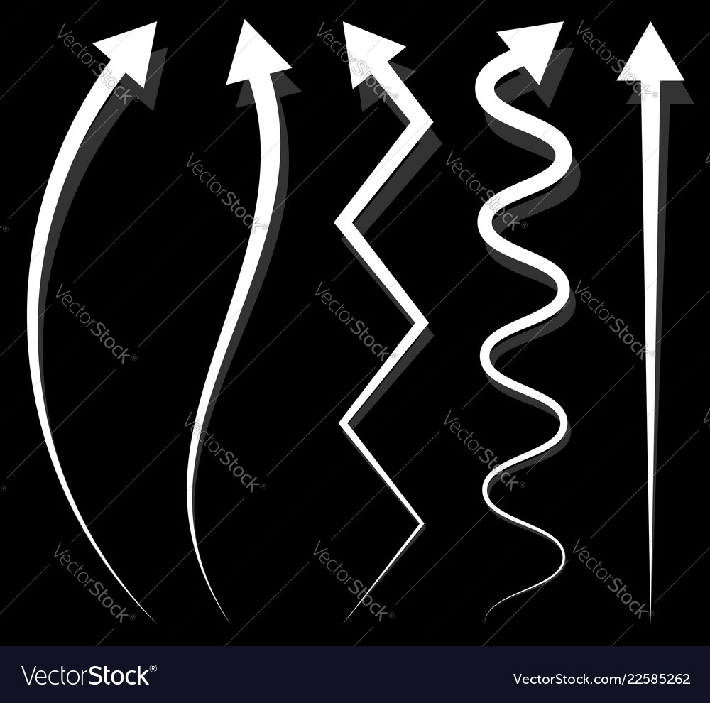 Set 5 different long vertical arrow elements Vector Image