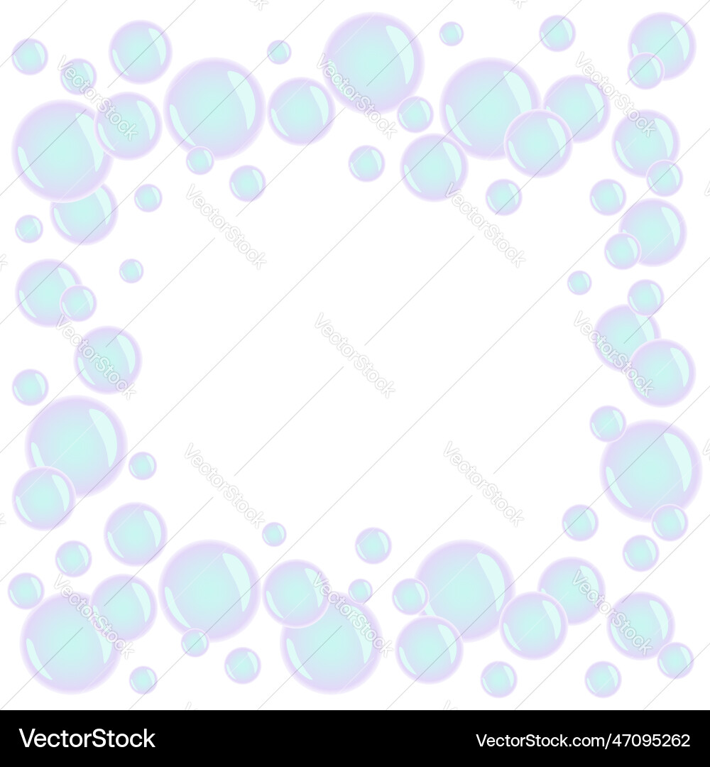 Soap bubble frame in neon colors on a white Vector Image