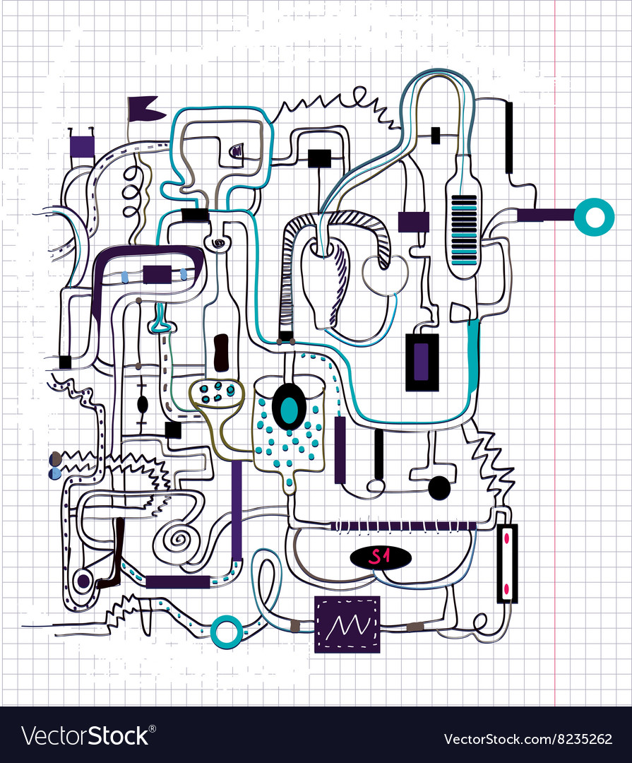 Technical doodle drawing - background Royalty Free Vector