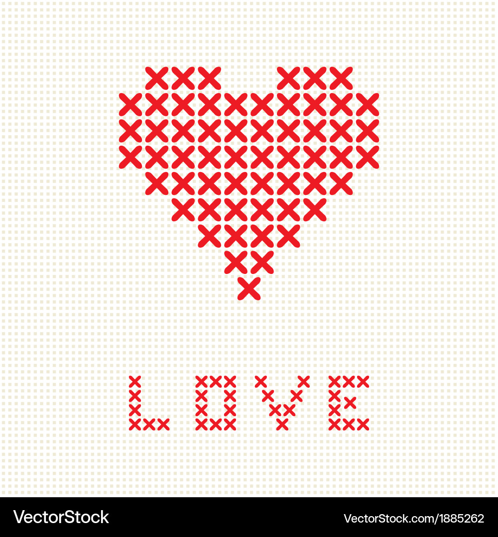 Valentines card with embroider heart Royalty Free Vector