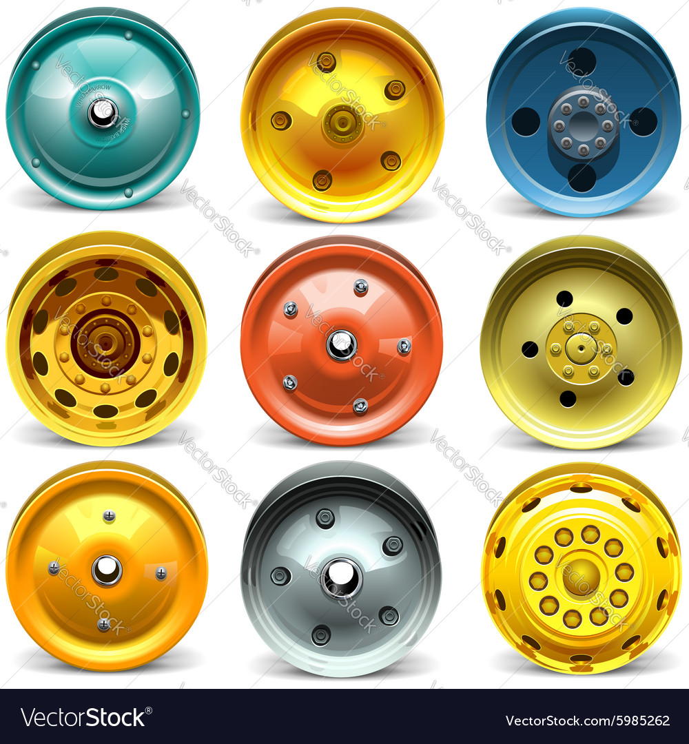 Wheel disk set Royalty Free Vector Image - VectorStock