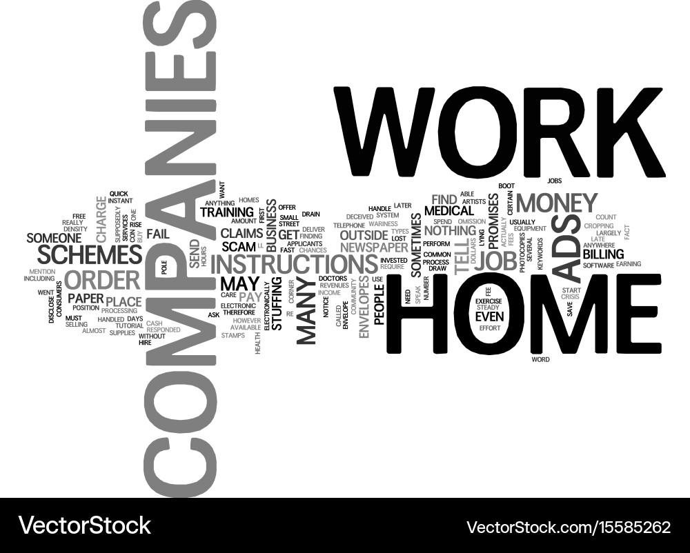 Work at home companies text word cloud concept Vector Image