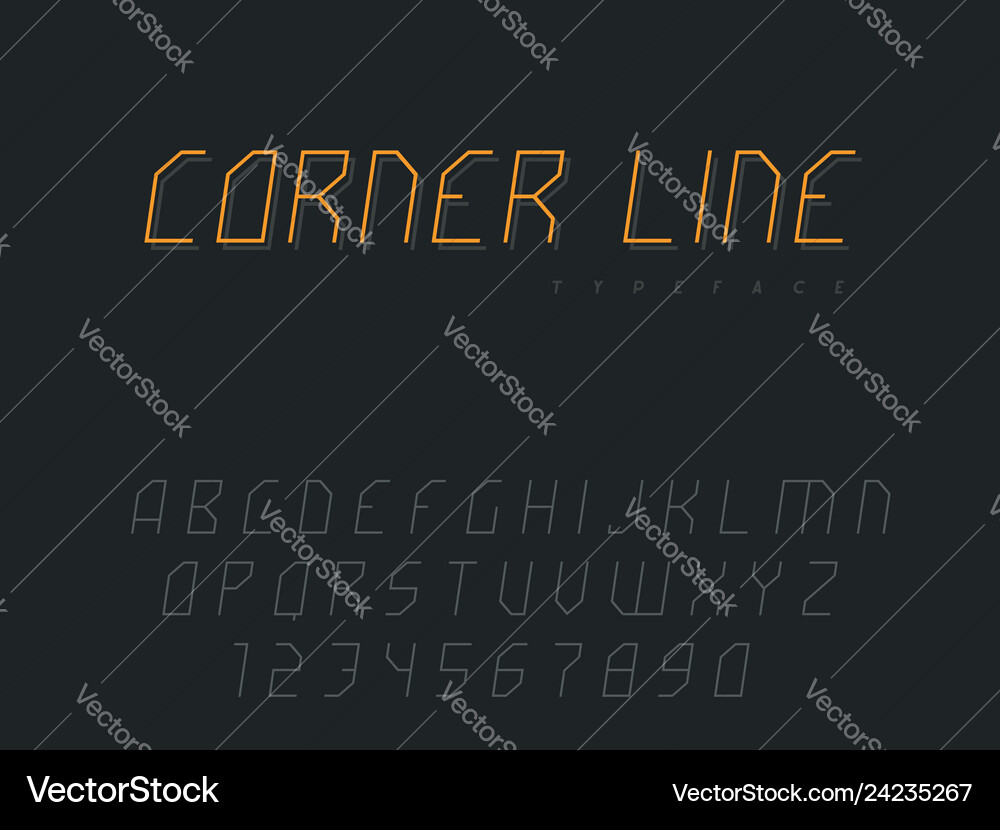 Abstract linear font latin letters and numbers Vector Image