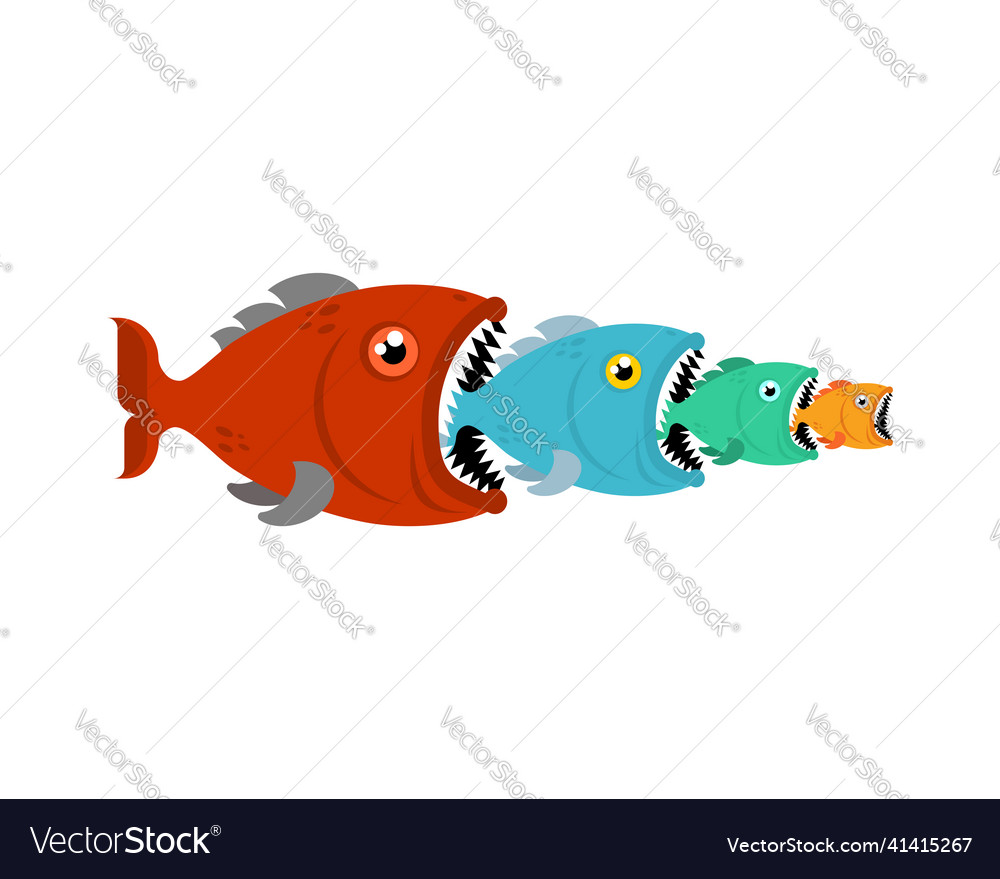 Big fish eats small predatory with open Royalty Free Vector
