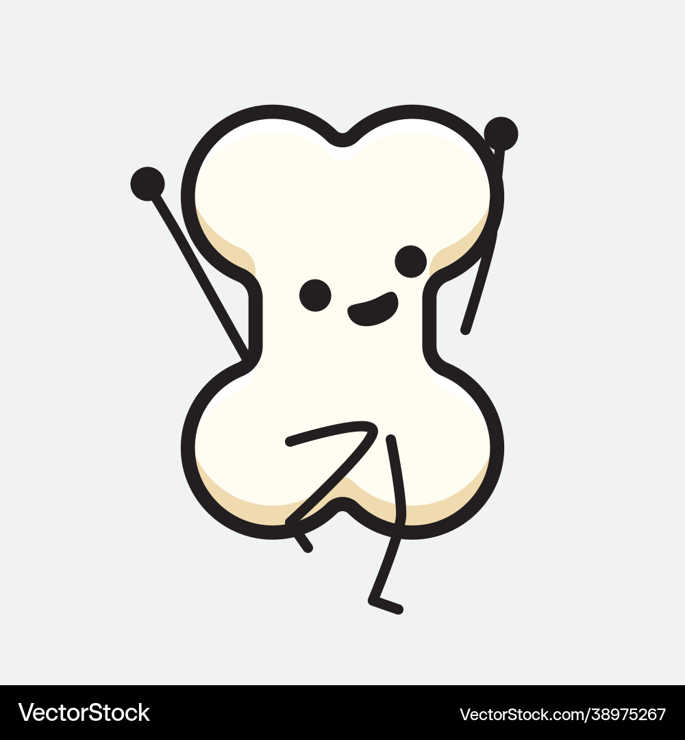 Bone character with cute face and simple body Vector Image