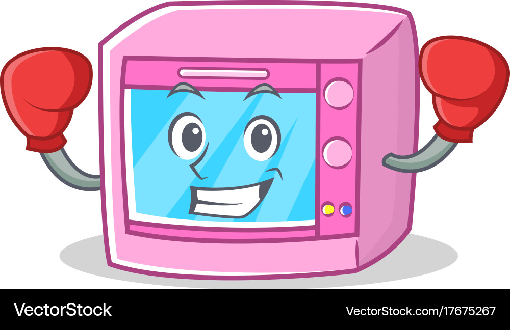 Boxing oven microwave character cartoon Royalty Free Vector