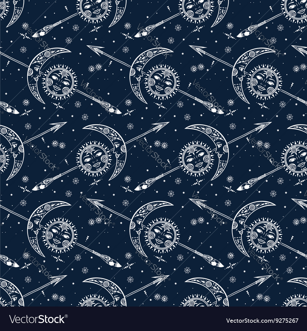 Celestial bohemian pattern Royalty Free Vector Image