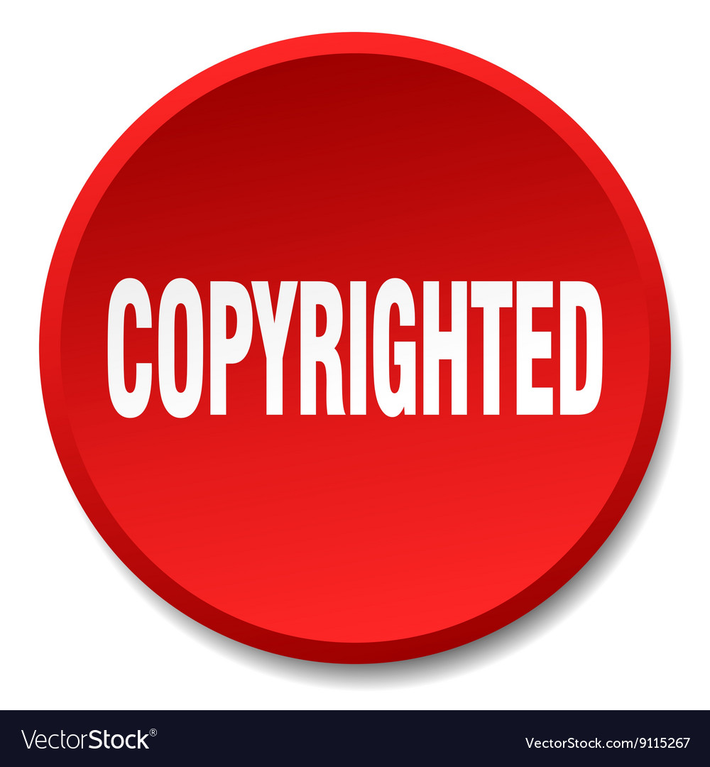 Copyrighted red round flat isolated push button Vector Image