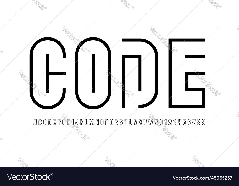 Digital font alphabet from thin segment line Vector Image