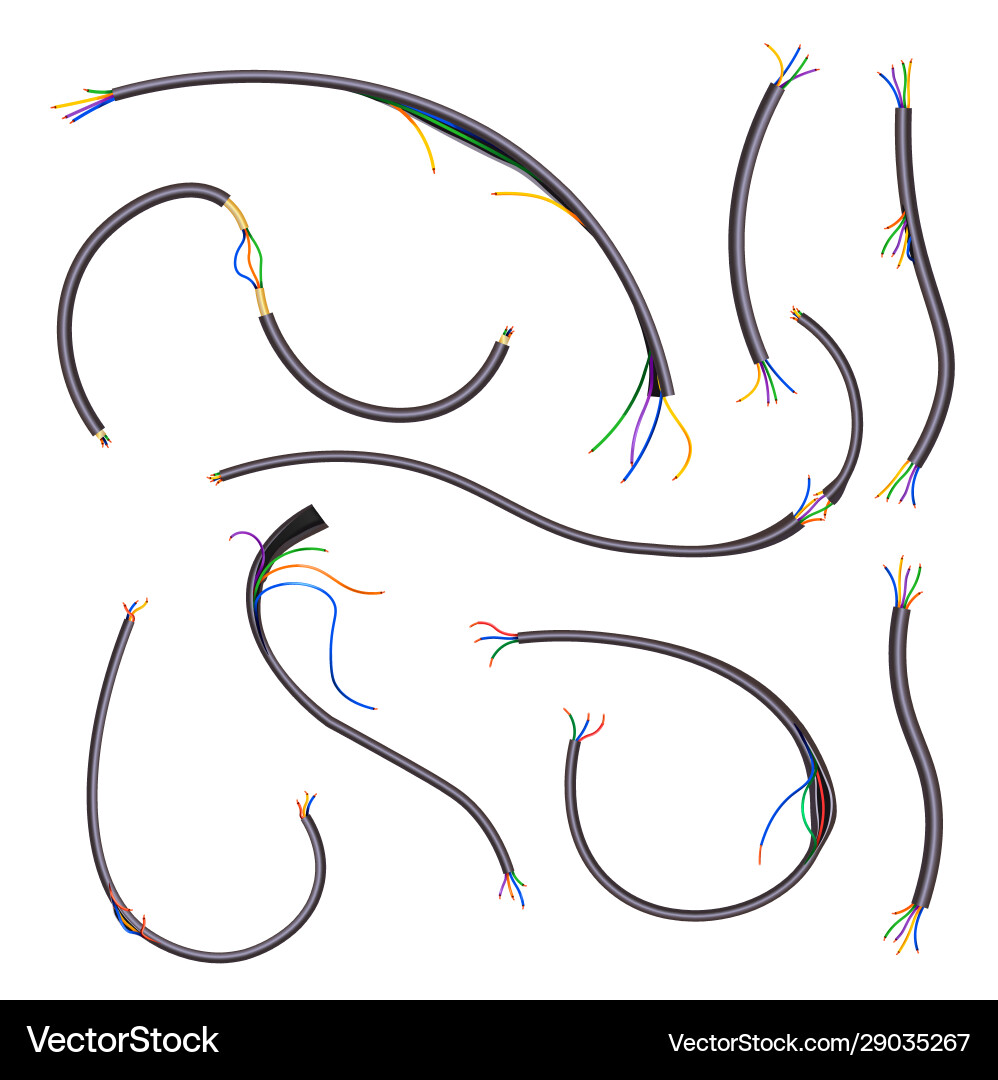 Electric cables isolated icons power wire or Vector Image