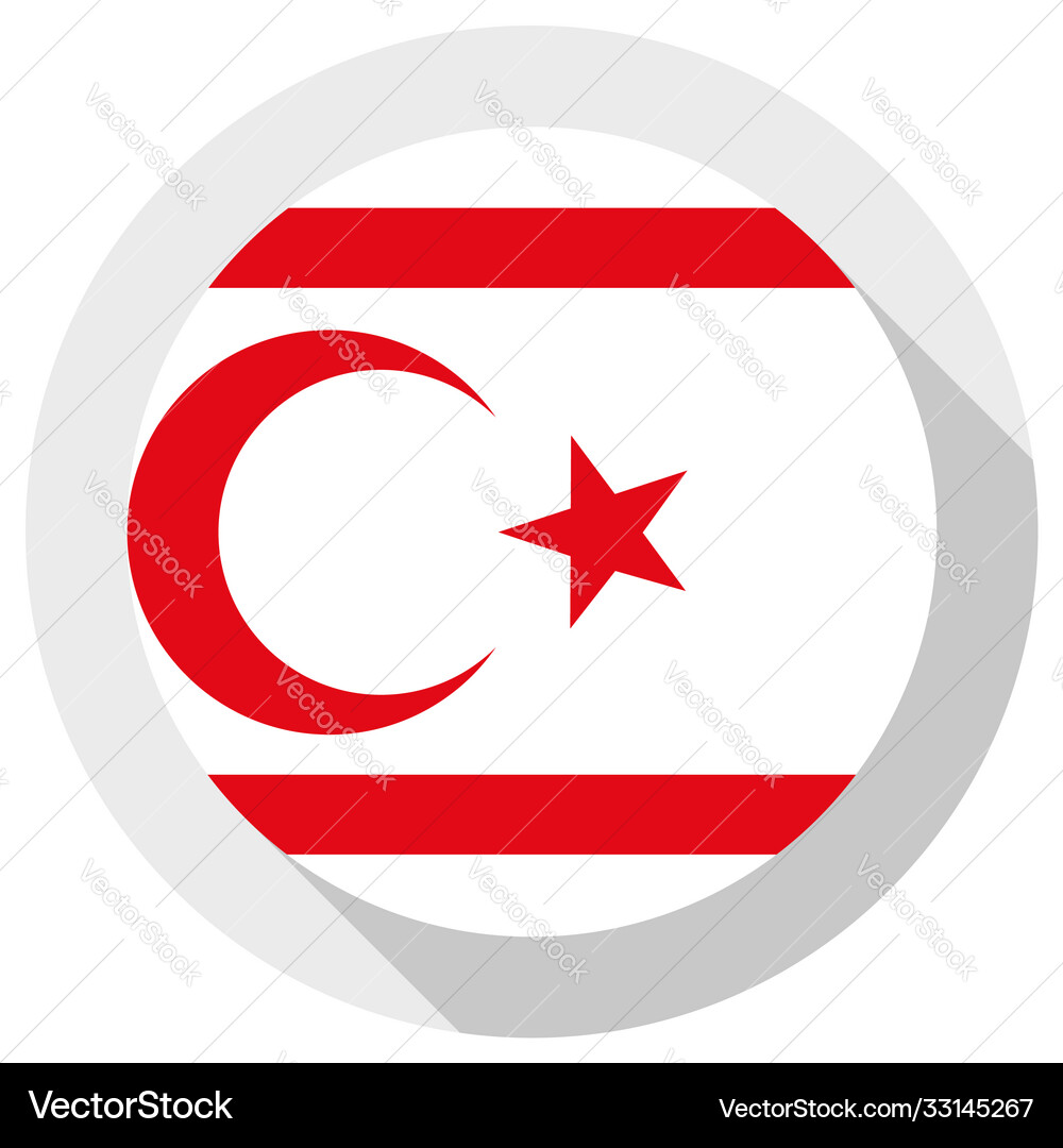 Flag northern cyprus round shape icon on white Vector Image