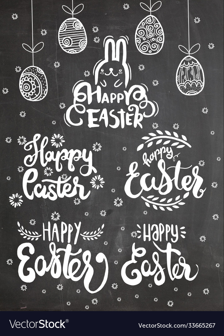 Hand written easter phrases happy easter Vector Image