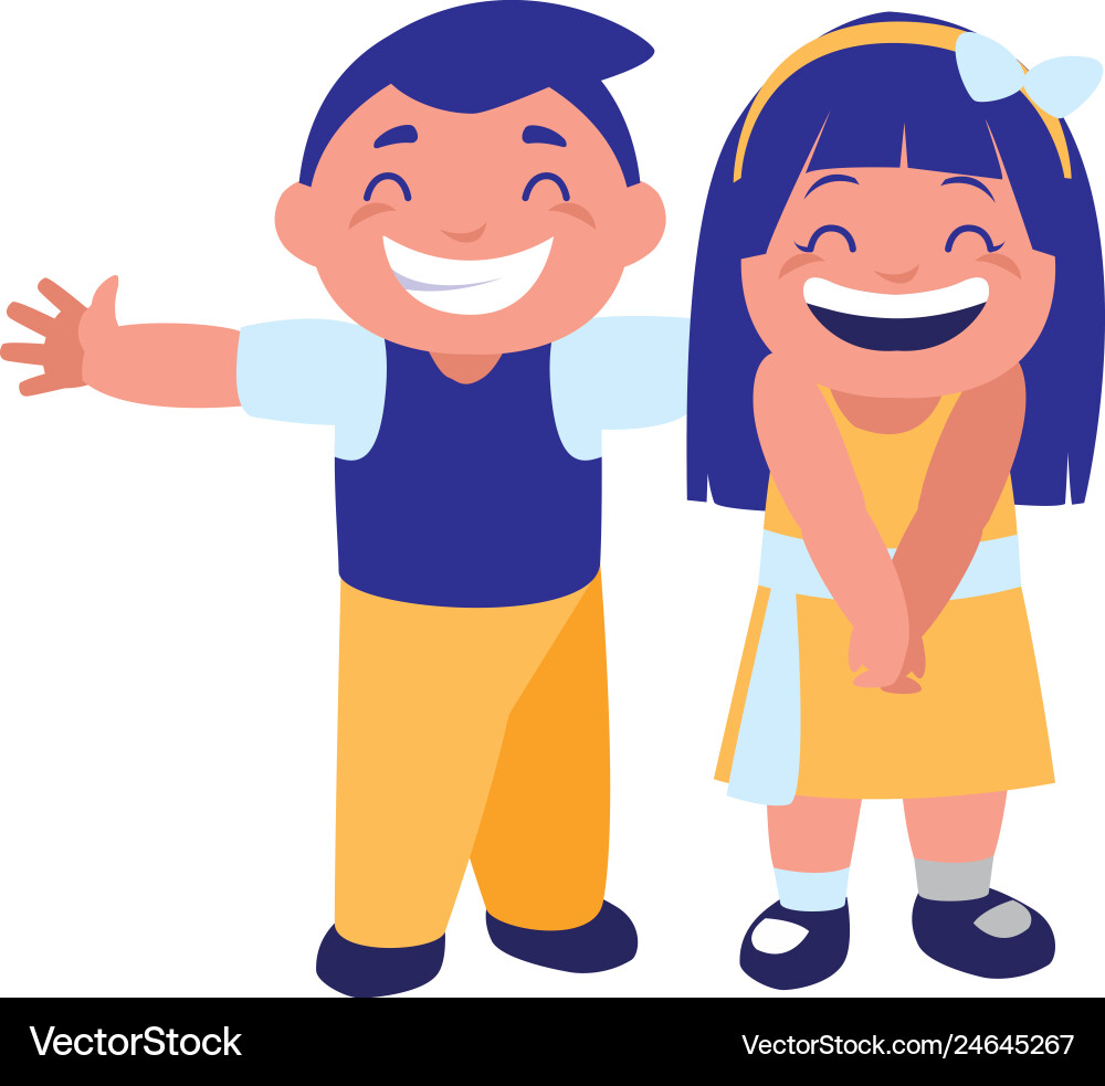 Happy fat kids celebrating characters Royalty Free Vector