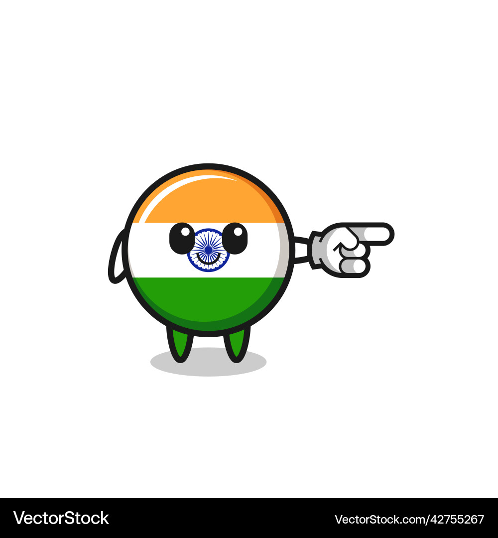 India flag mascot with pointing right gesture Vector Image