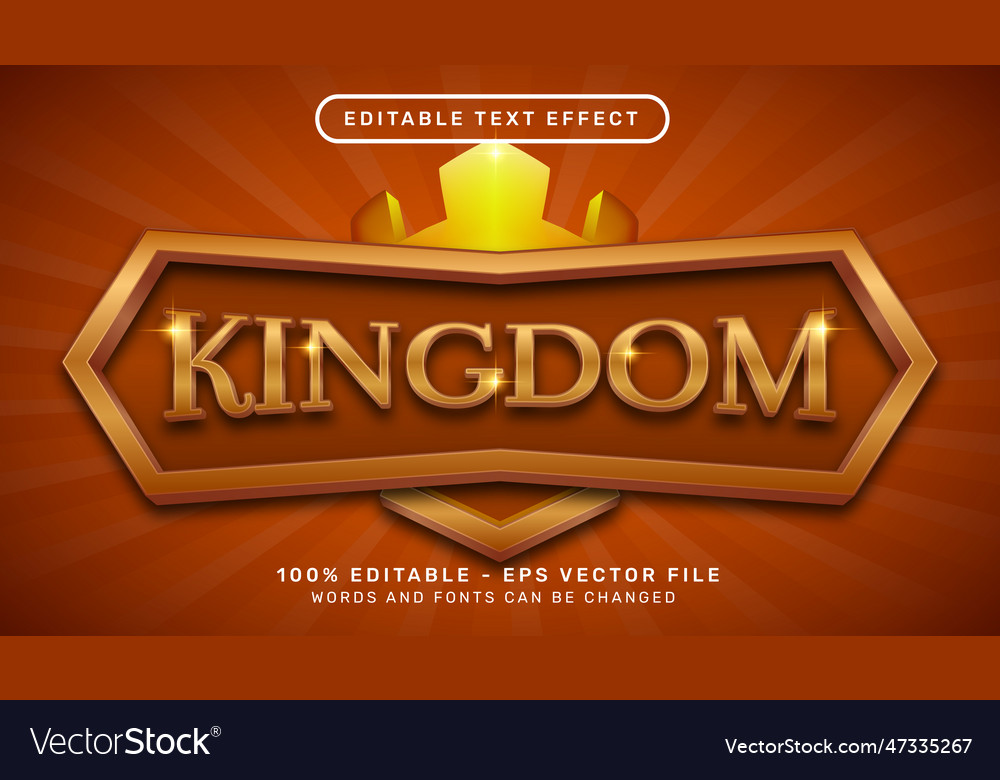 Kingdom 3d text effect and editable text effect Vector Image