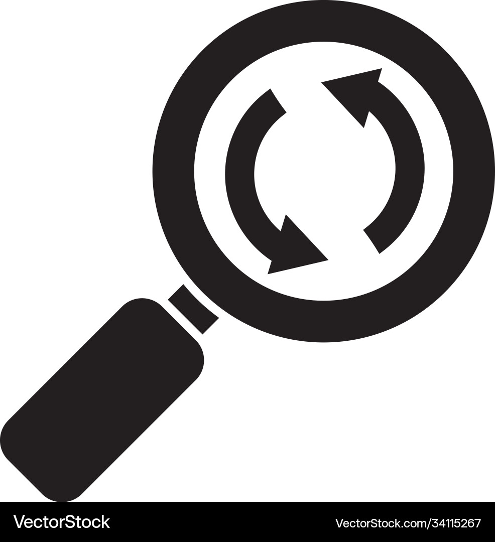 Magnifying glass with circular arrows icon Vector Image