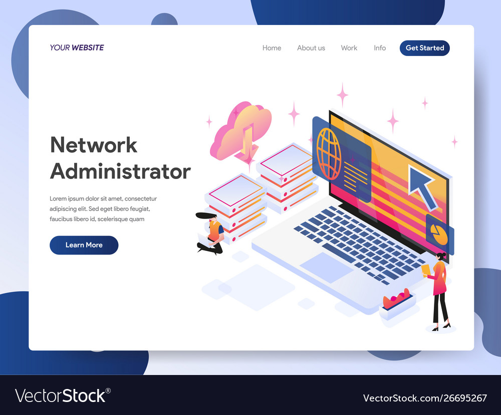 Network administrator isometric Royalty Free Vector Image