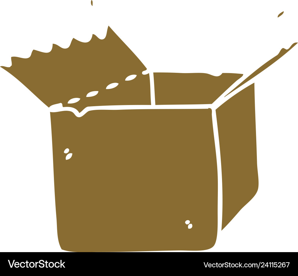 Quirky hand drawn cartoon open box Royalty Free Vector Image
