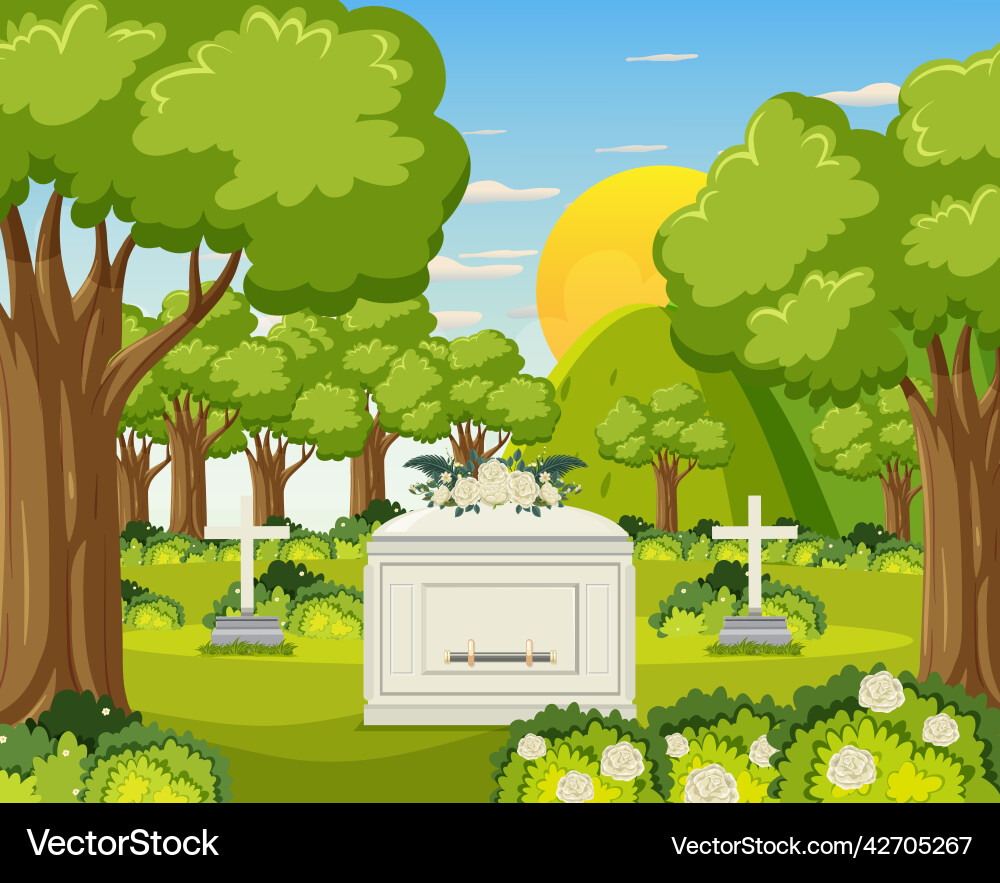 Scene of cemetery graveyard Royalty Free Vector Image