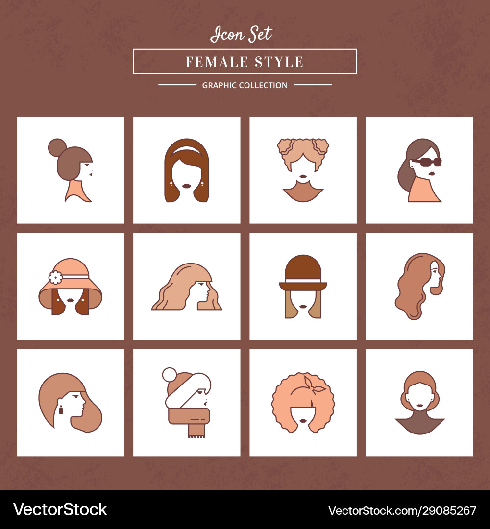 Set graphic icons female styles Royalty Free Vector Image