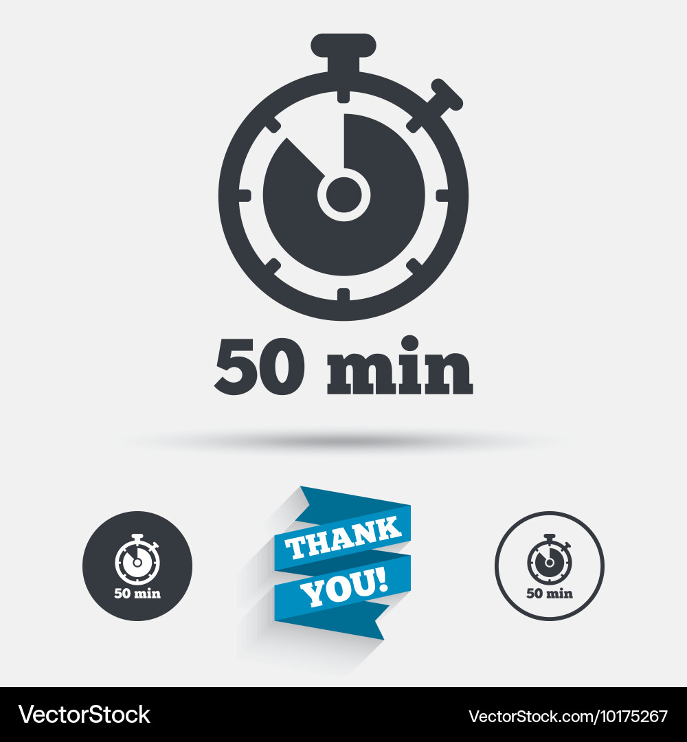 Timer sign icon 50 minutes stopwatch symbol Vector Image