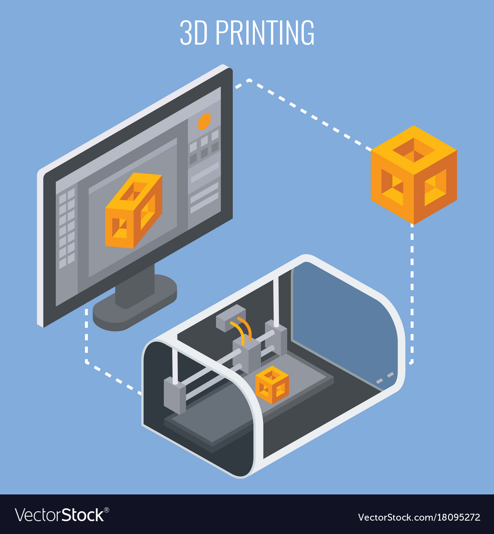 3d Printing Process Concept Royalty Free Vector Image