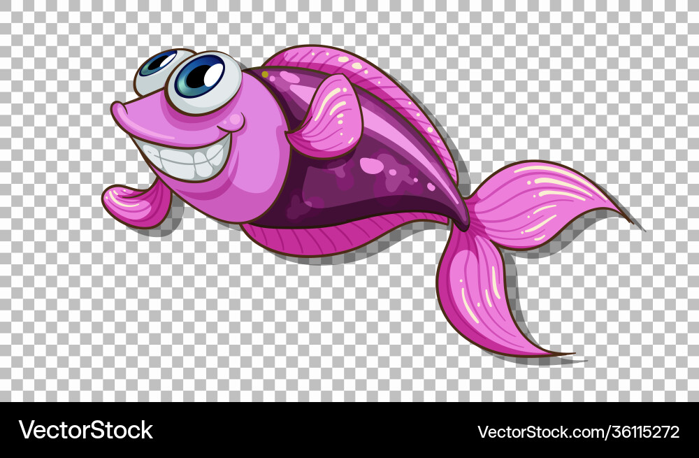 A fish cartoon character isolated on transparent Vector Image