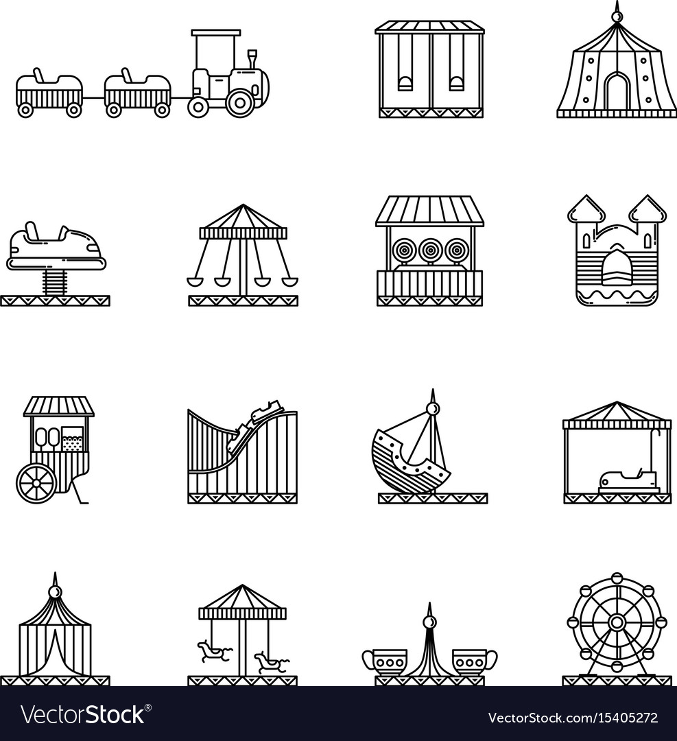 Amusement circus and carousel linear icon Vector Image