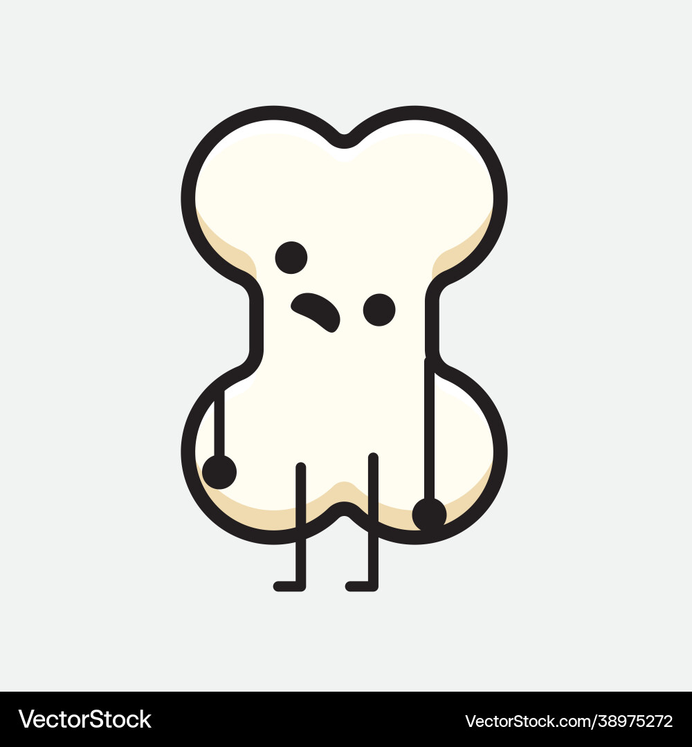 Bone character with cute face and simple body Vector Image
