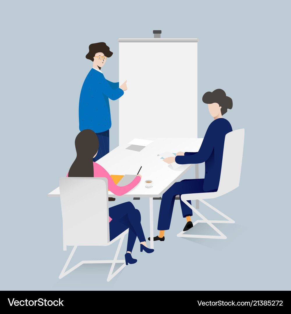 Business people are working and presentation Vector Image