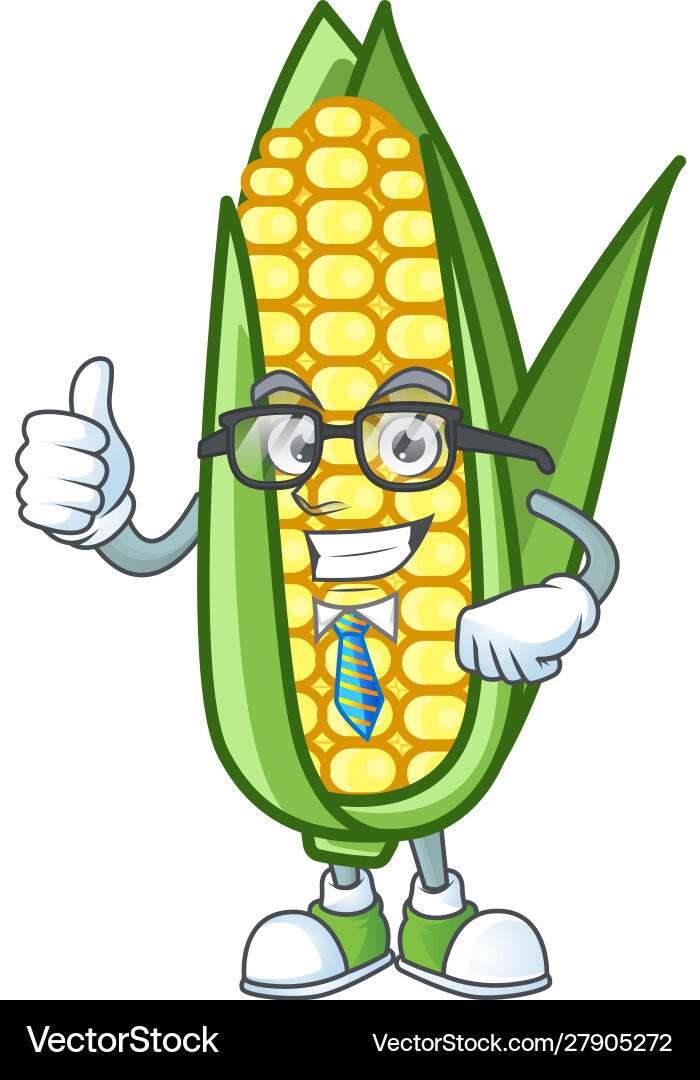 Cartoon corn raw with character businessman Vector Image