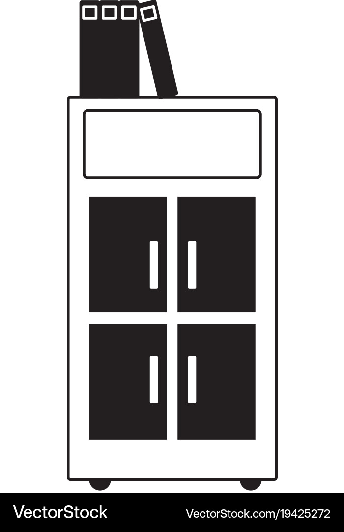 Contour archive cabinet file with books document Vector Image