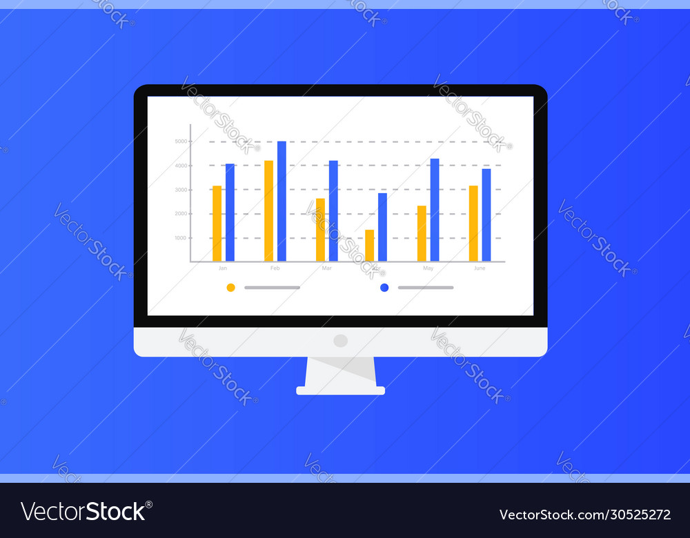 Data analysis design - desktop flat Royalty Free Vector