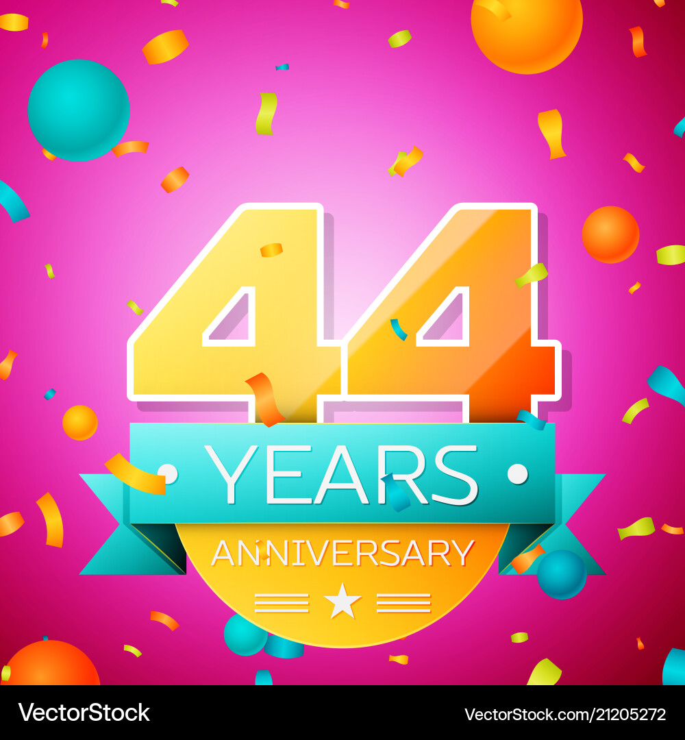 Forty four years anniversary celebration design Vector Image