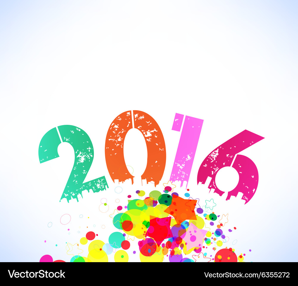 Happy 2016 new year with colorful background Vector Image