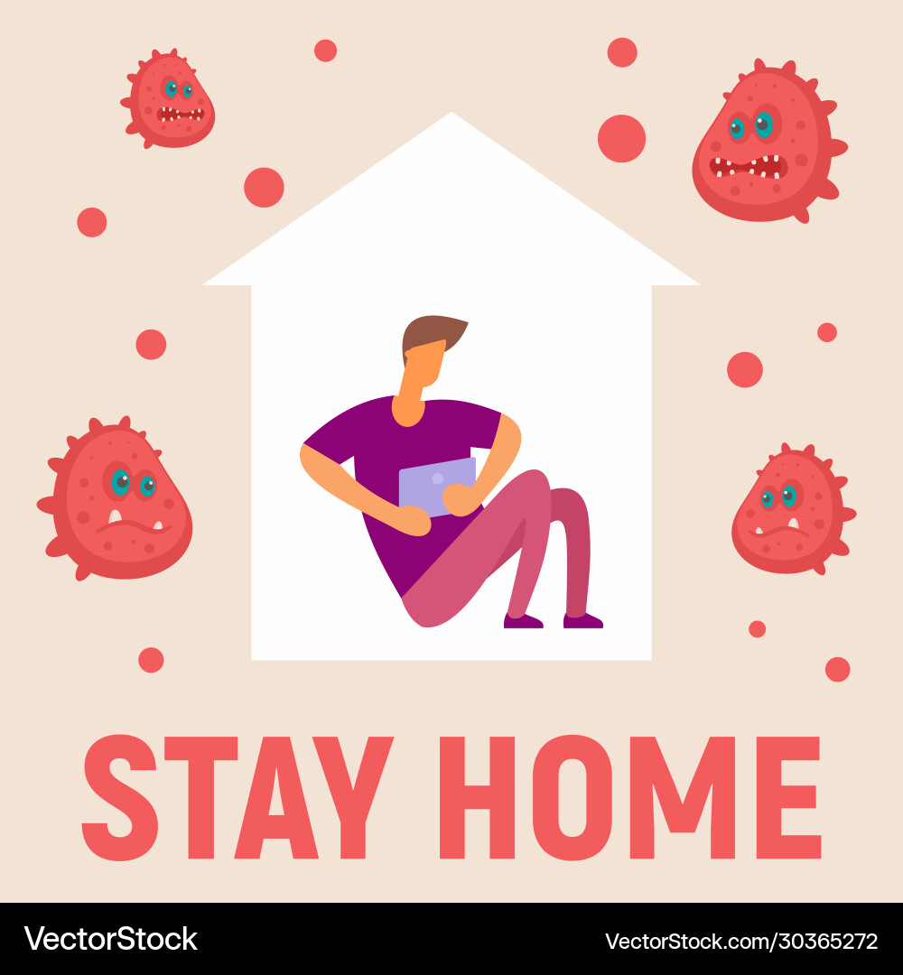 Man in house is inside reading books Royalty Free Vector