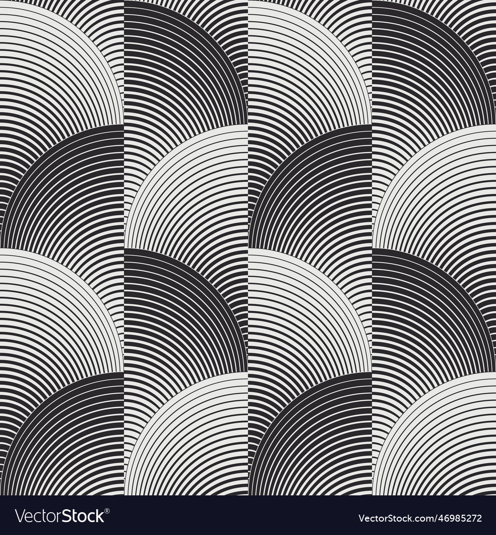 Monochrome Moire Effect Textured Scallop Pattern Vector Image