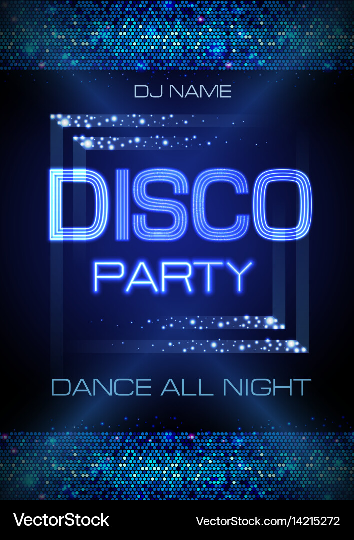 Neon sign disco party poster Royalty Free Vector Image