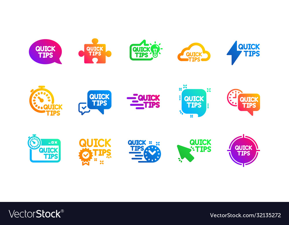 Quick tips icons helpful tricks solution Vector Image