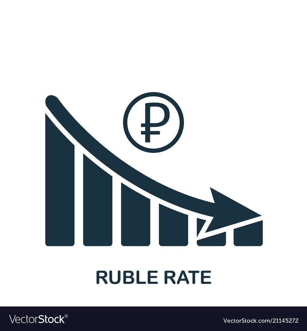 Ruble rate decrease graphic icon mobile app Vector Image