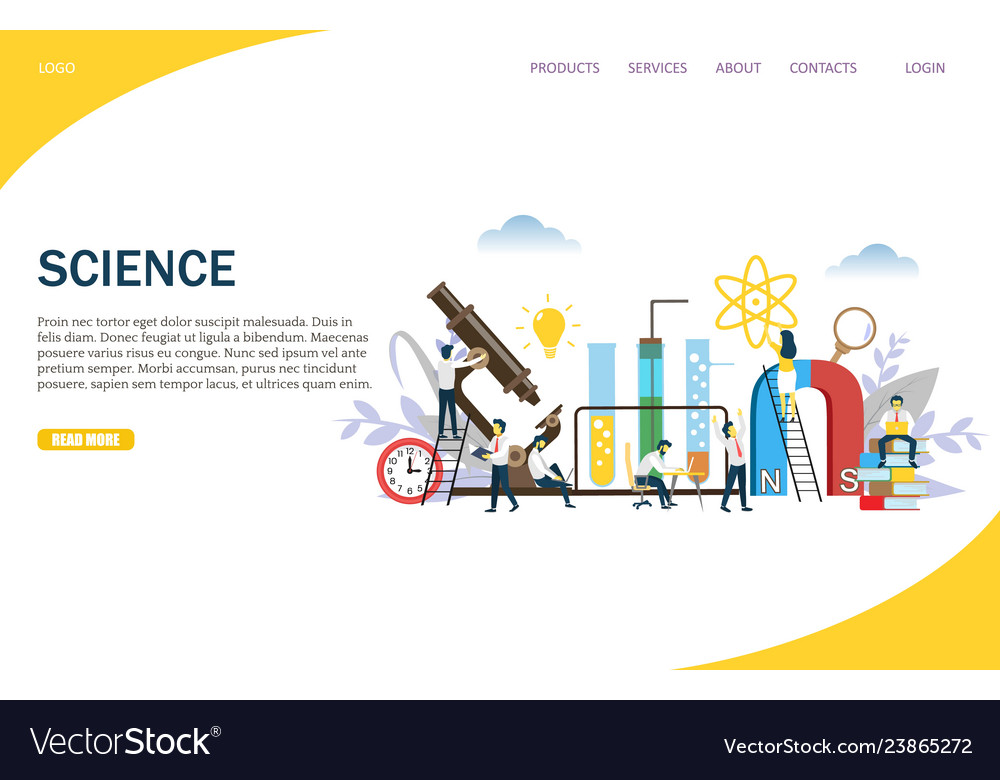 Science website landing page design Royalty Free Vector