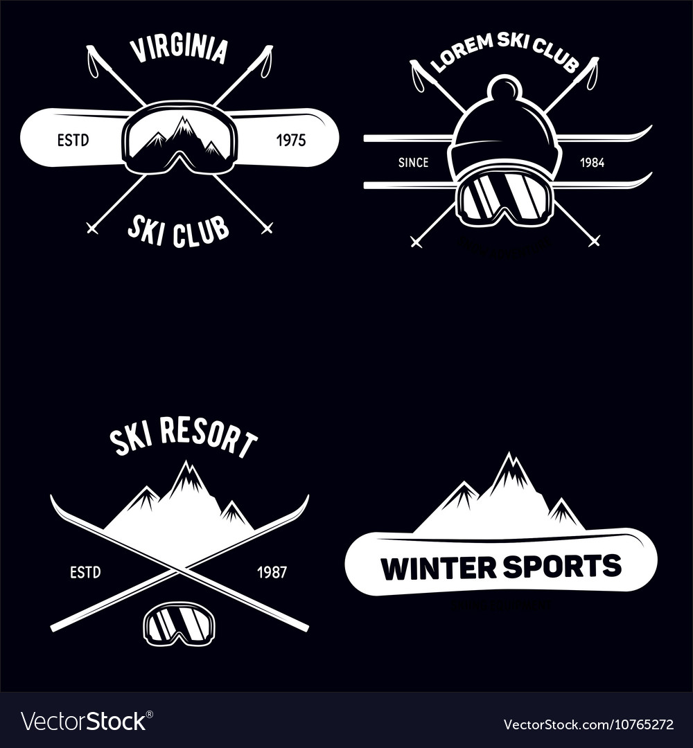 Set of ski club vintage mountain winter badges Vector Image