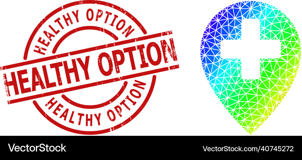 Textured healthy option stamp seal and lowpoly Vector Image