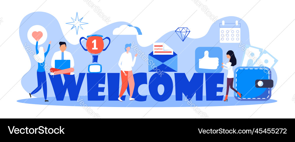 Welcome concept flat foe website cartoon Vector Image