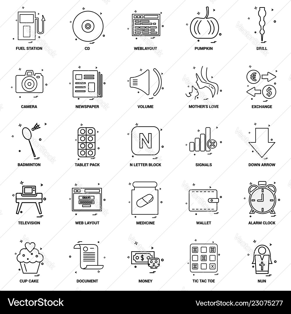 25 business concept mix line icon set Royalty Free Vector