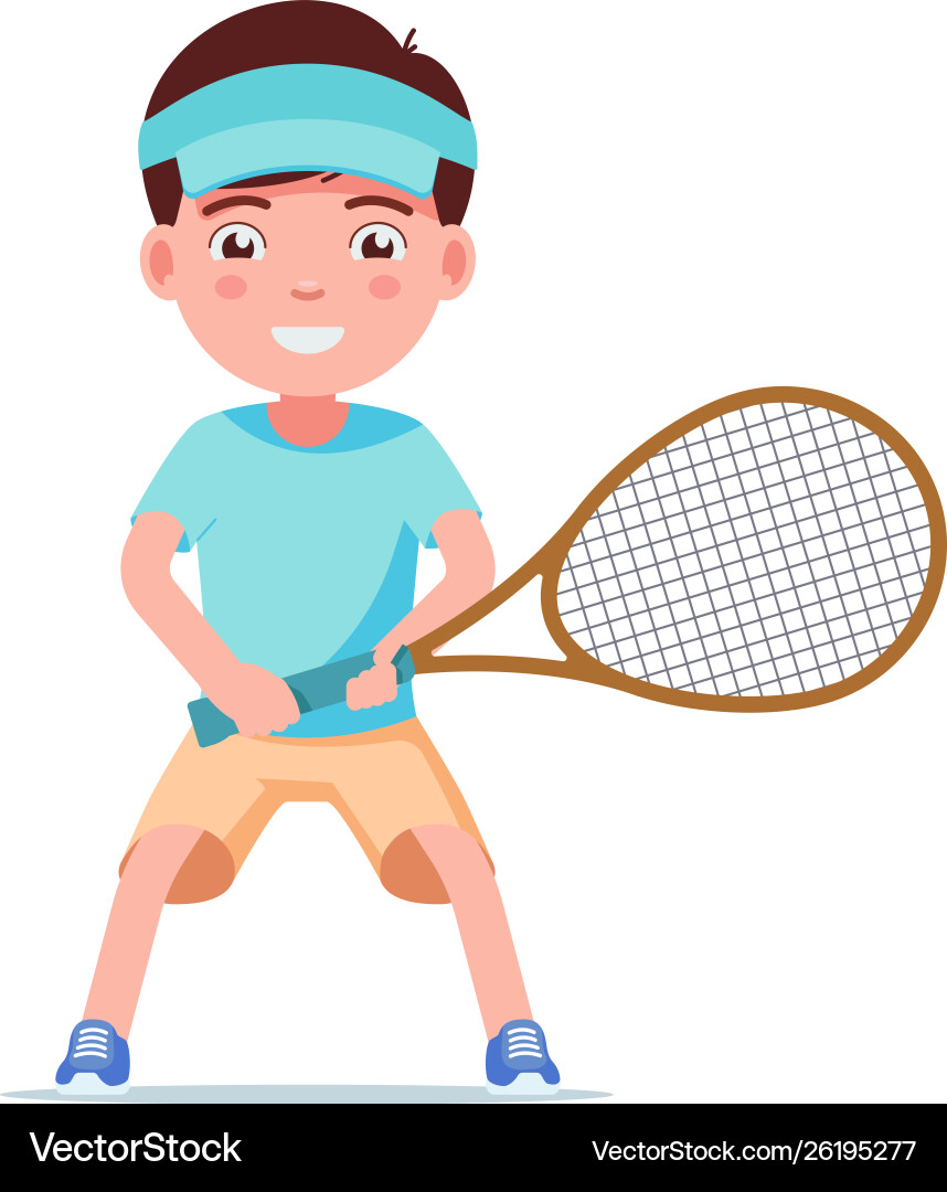 Boy tennis player standing with a racket Vector Image