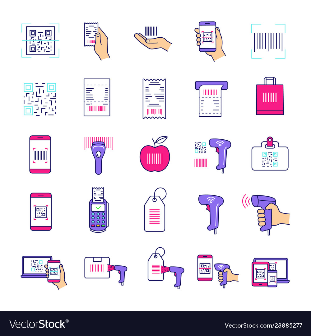 Brcodes color icons set Royalty Free Vector Image Brcodes color icons set Royalty Free Vector Image