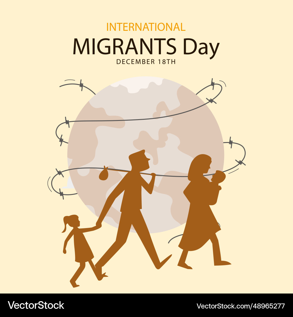 Cartoon international migrants day Royalty Free Vector Image