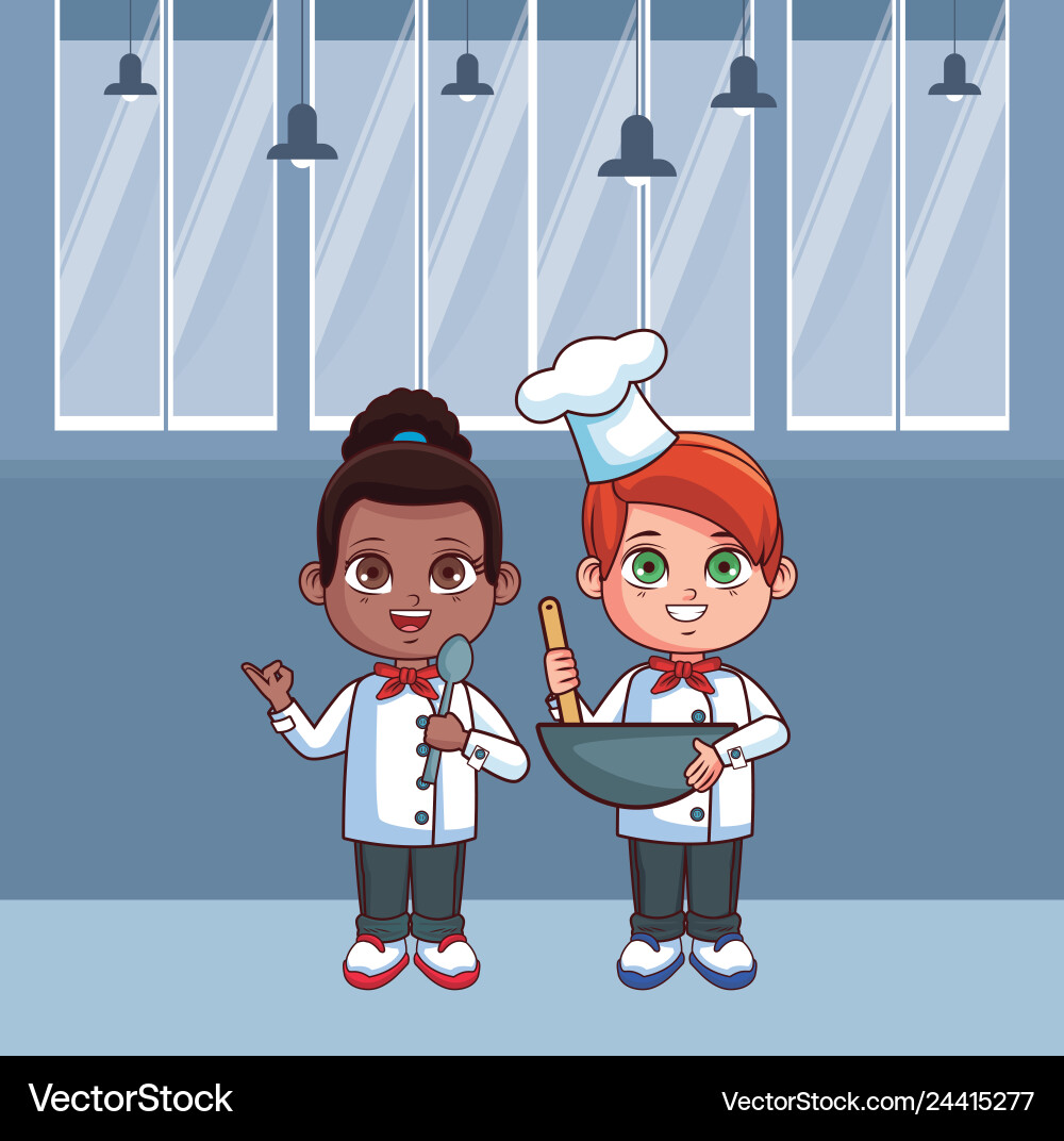 Cute chef children cartoon Royalty Free Vector Image